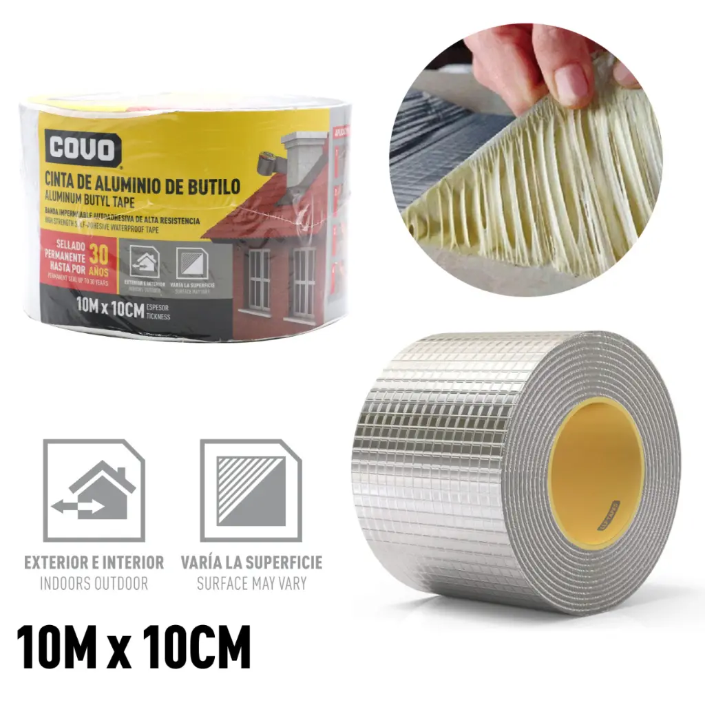 Cinta de Aluminio Butilo 10cm x 10m | Sellado Impermeable | Flash 93
